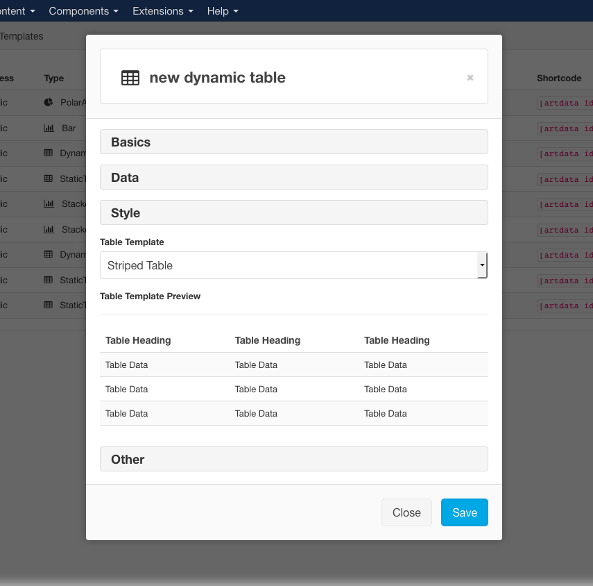 Art Data - Creating a Dynamic Table Visualization
